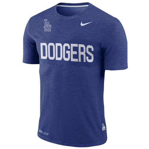 Nike Mlb Dri Fit Slub Stripe T Shirt Mens Clothing Los Angeles Dodgers Royal